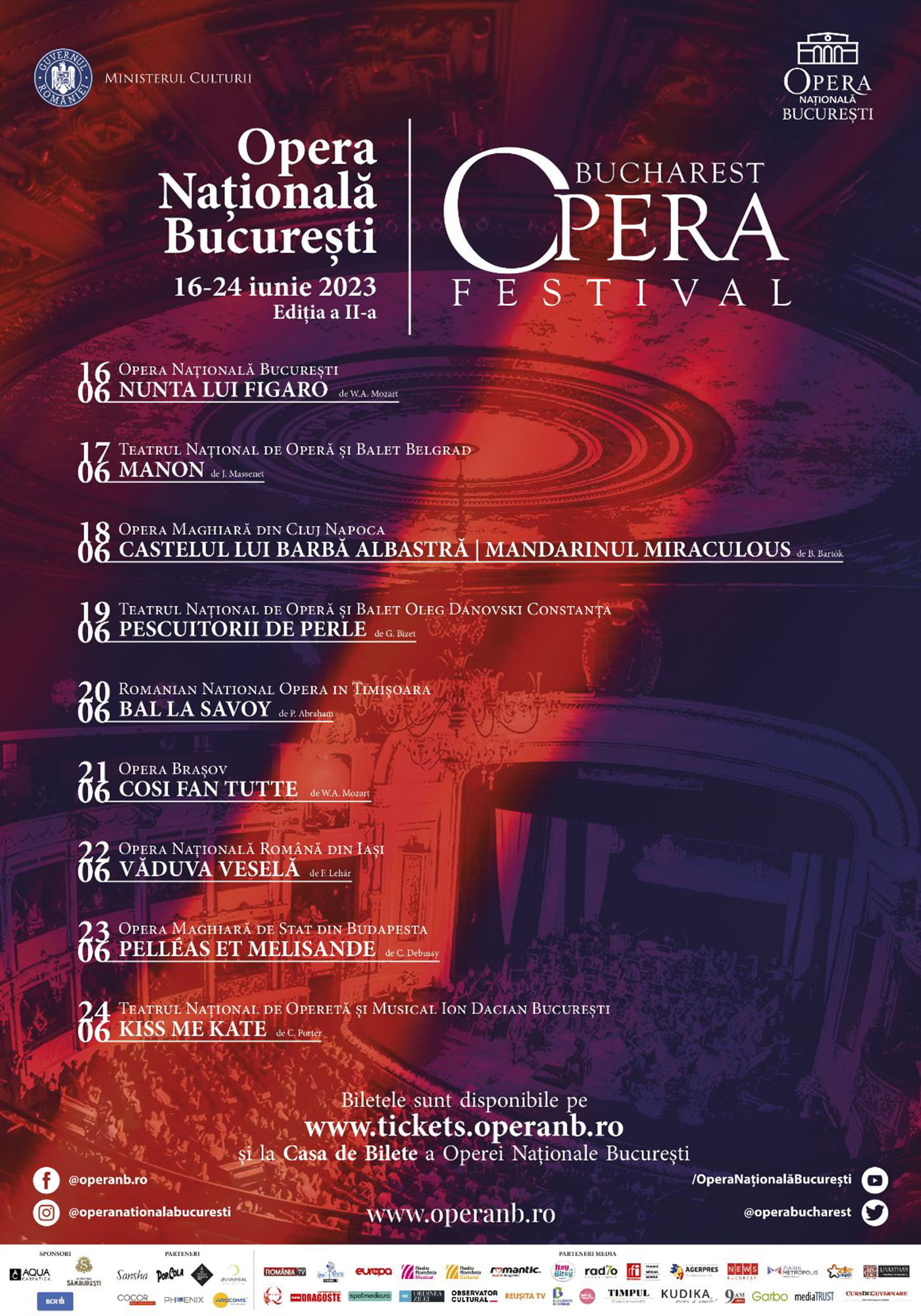 Bucharest Opera Festival 2023 - 16 - 24 iunie, la Opera Naţională din ...
