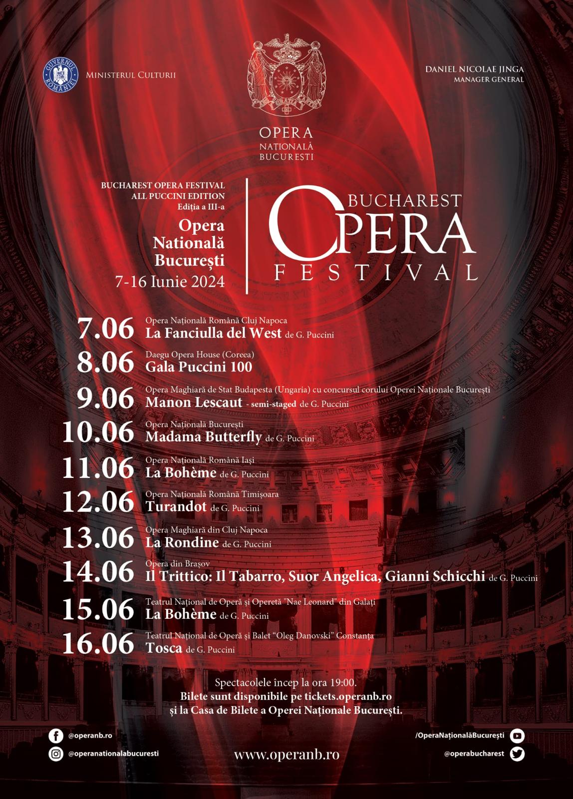 Bucharest Opera Festival - ALL PUCCINI EDITION, 7-16 iunie 2024, la ONB ...