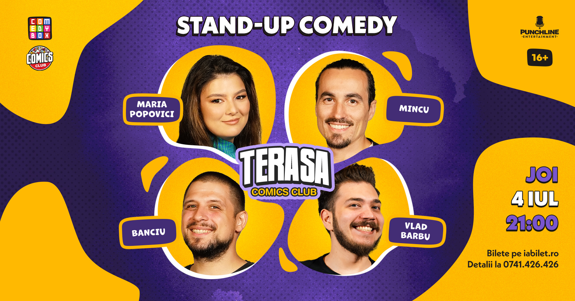 Stand-up Comedy cu Maria, Mincu, Banciu & Vlad Barbu @ Terasa Comics ...